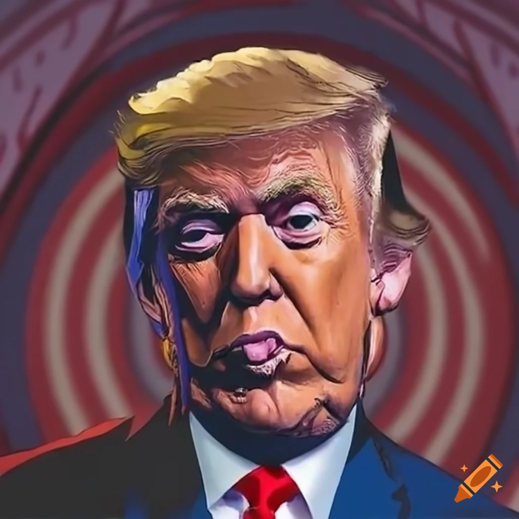 Satirical illustration of trump being consumed by a monster on Craiyon