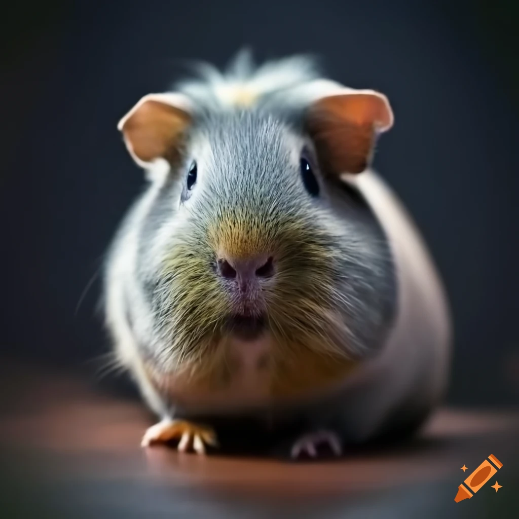 Cute fat blue guinea pig with thick fur