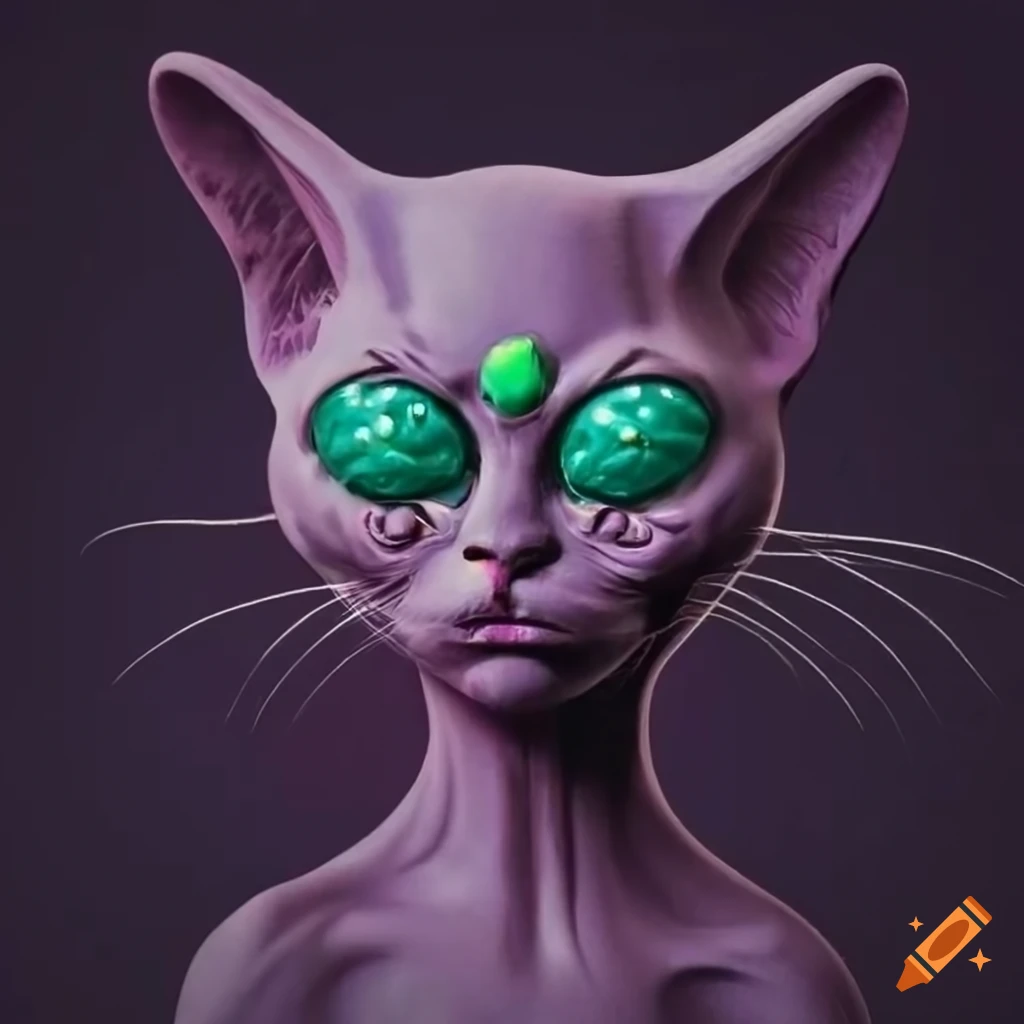 Dark-colored alien cat with a rose-shaped head