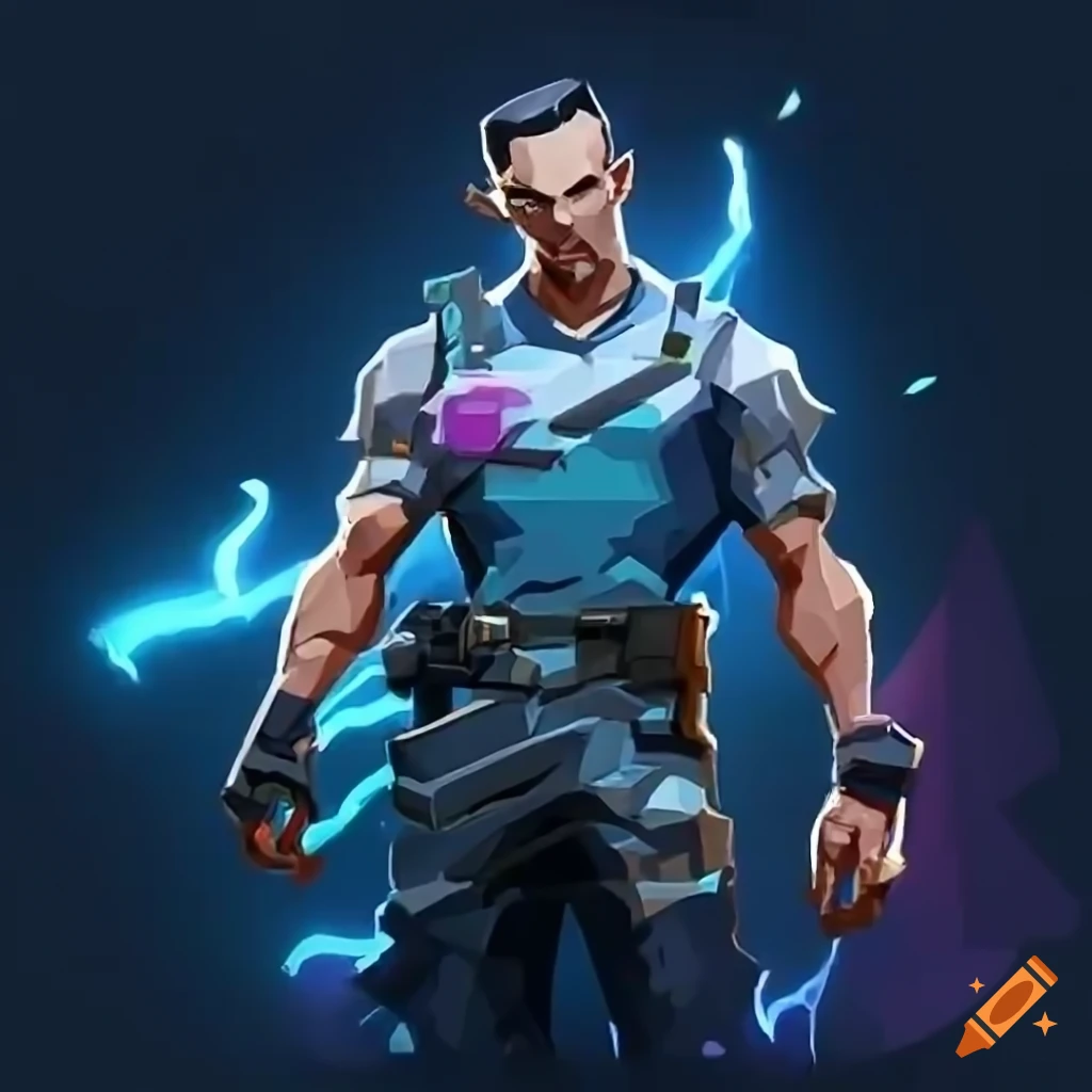 Custom male duelist valorant agent with thunder abilities