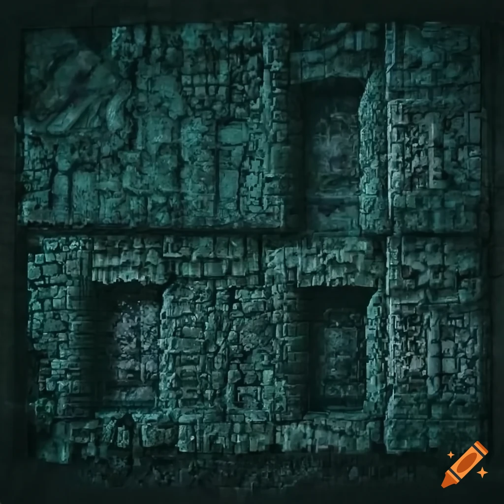 2d game with alien creature in underwater ruins on Craiyon