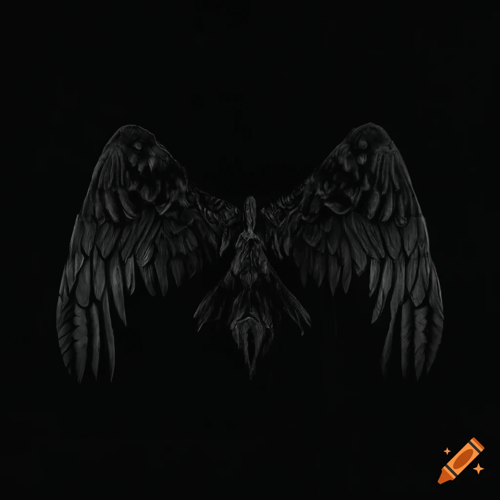 Black crow wing on grunge background