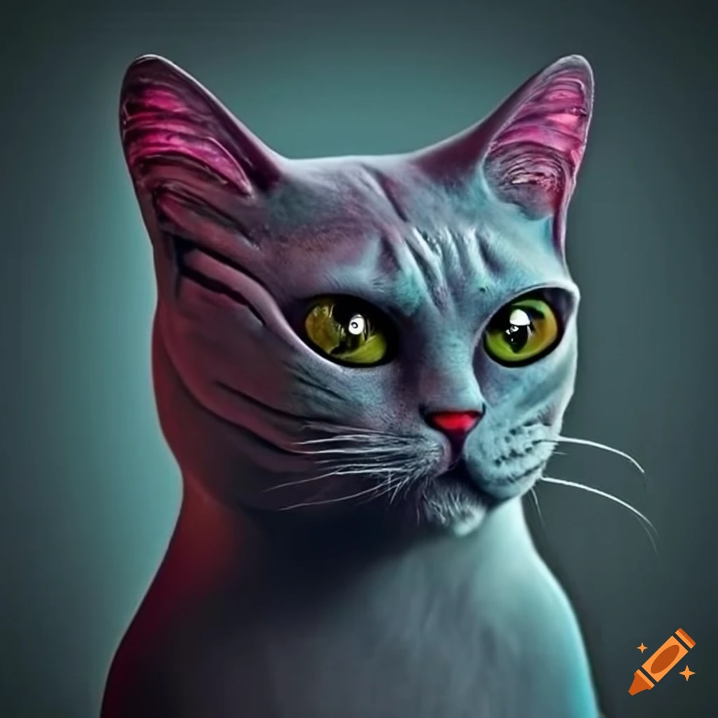 Dark-colored alien cat with butterfly-shaped head on Craiyon