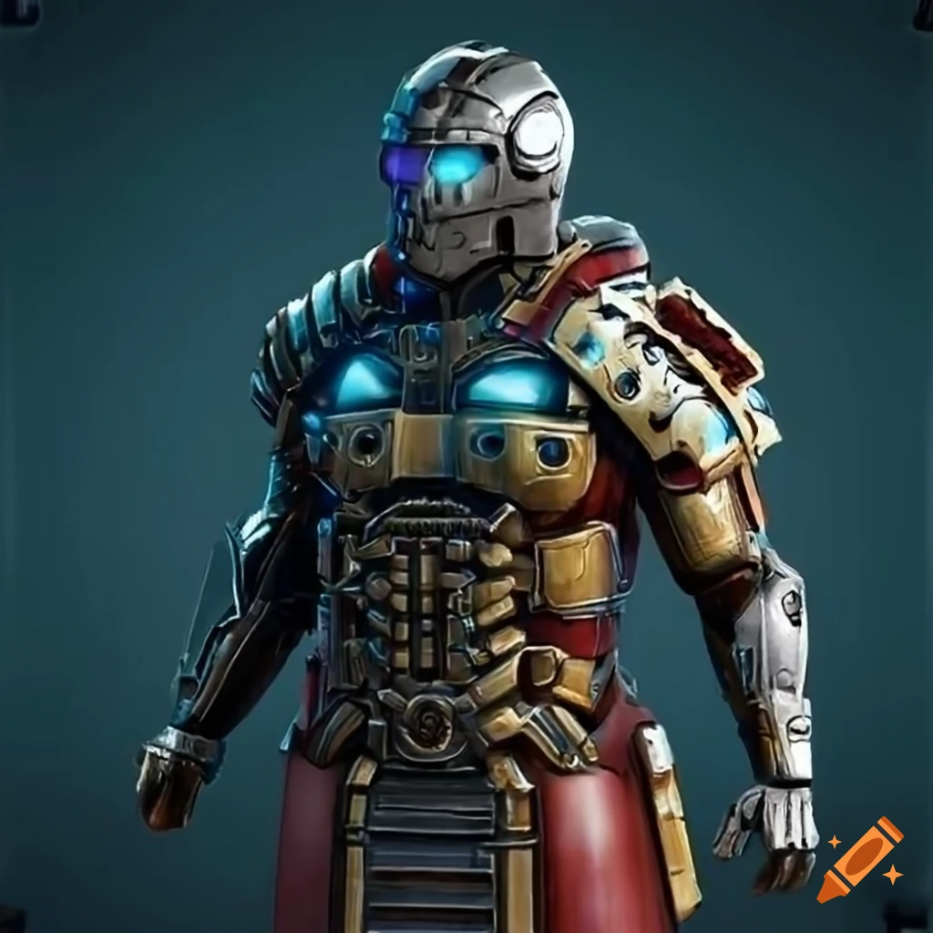 Digital art of a futuristic roman soldier with cybernetic enhancements ...