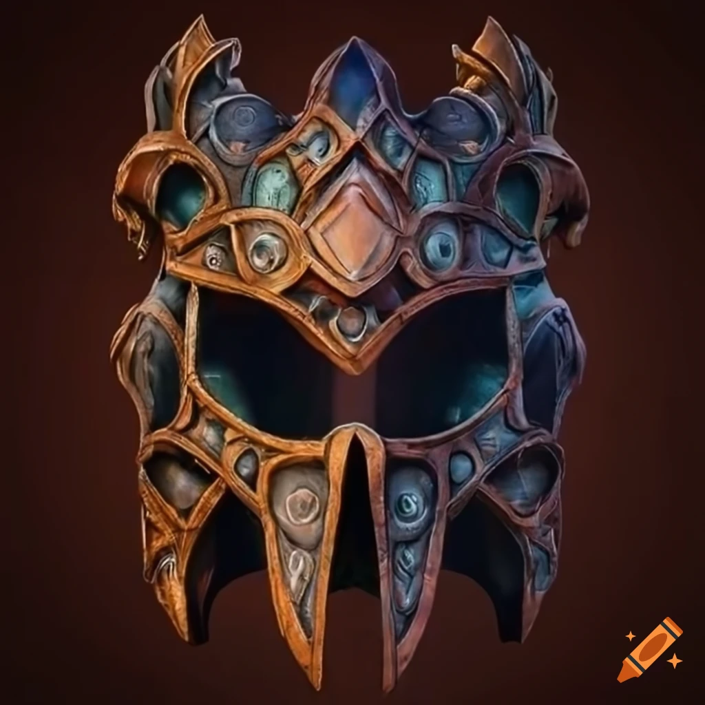 Symmetrical fantasy mythic leather helm