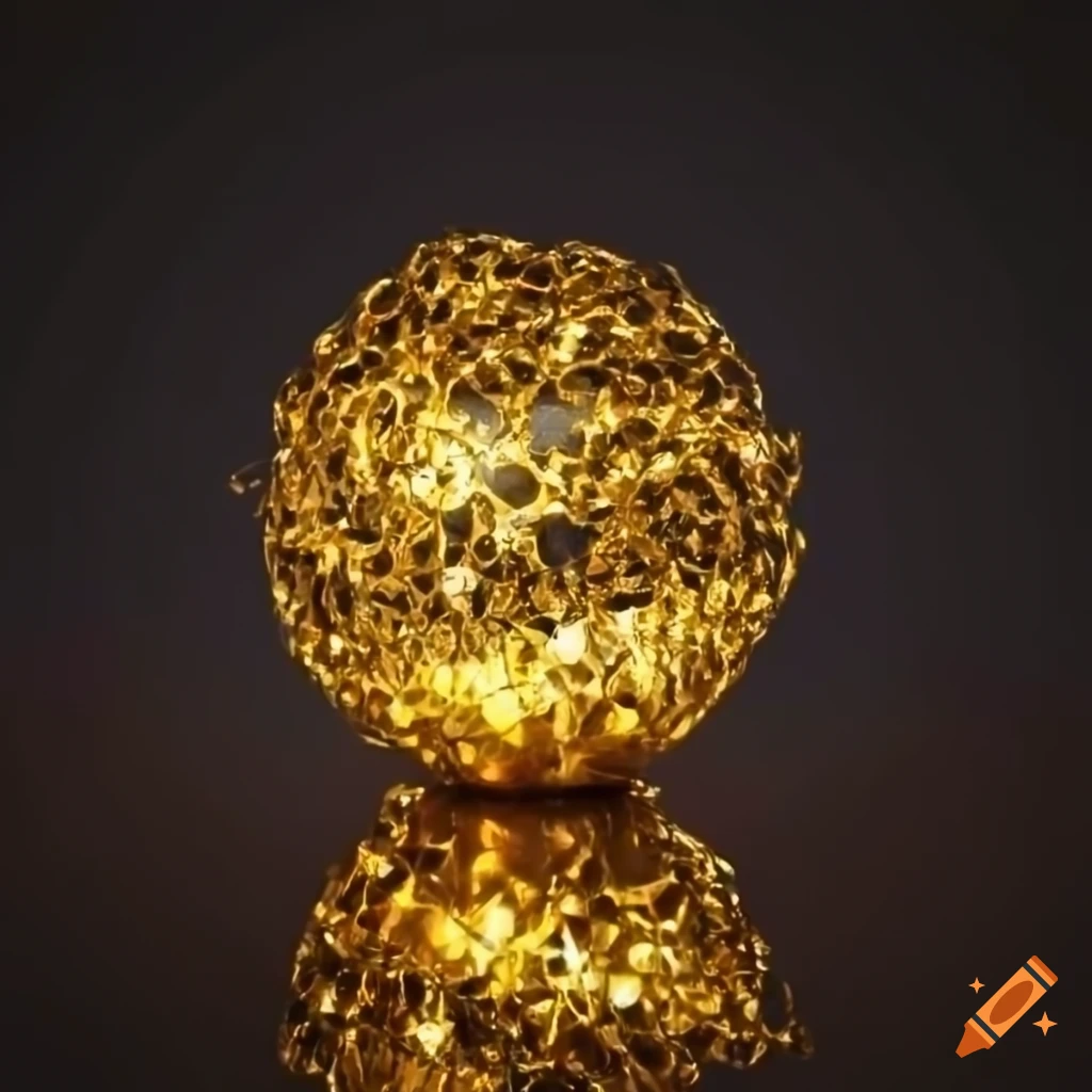 Gold and iron fragments forming a glowing orb