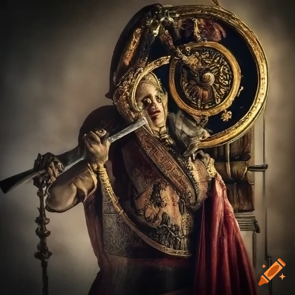 Artwork depicting two of swords and the chariot tarot cards on Craiyon