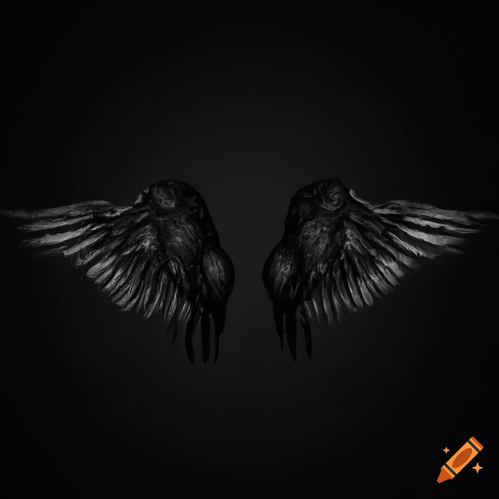 Black crow wing on grunge background