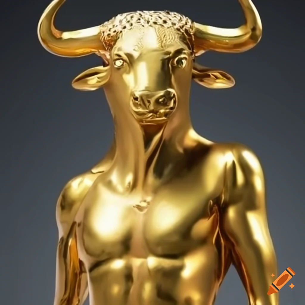 Golden statue of taurus with ux text on Craiyon