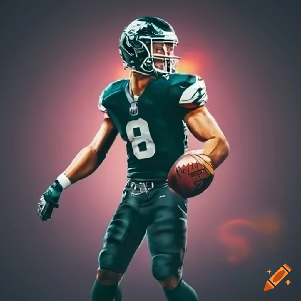 Football players making a touchdown pass