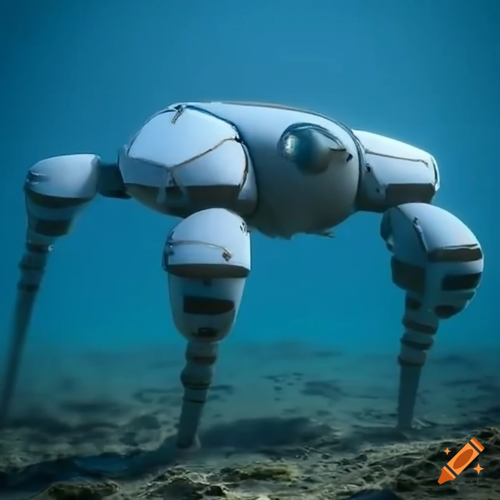 Grey and blue bipedal mech by the ocean on Craiyon