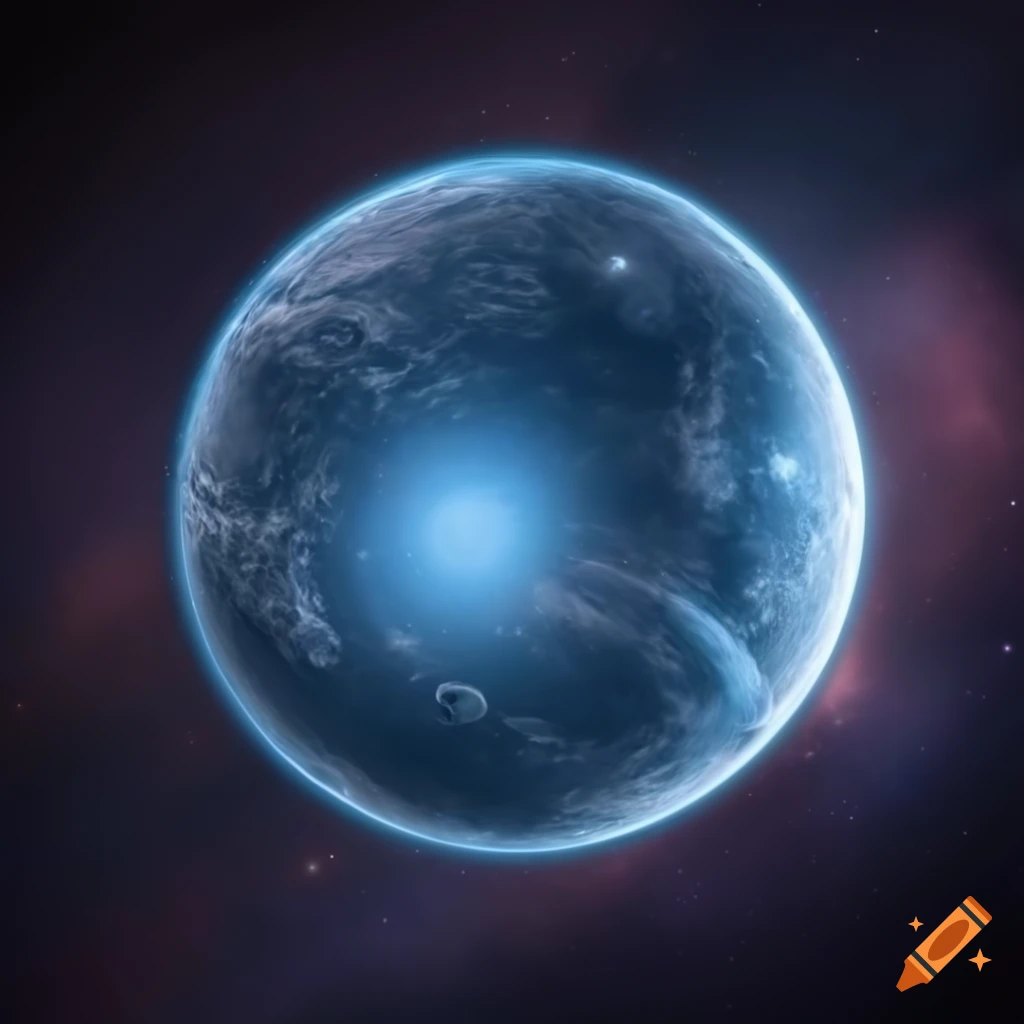 Image of a water planet in deep space