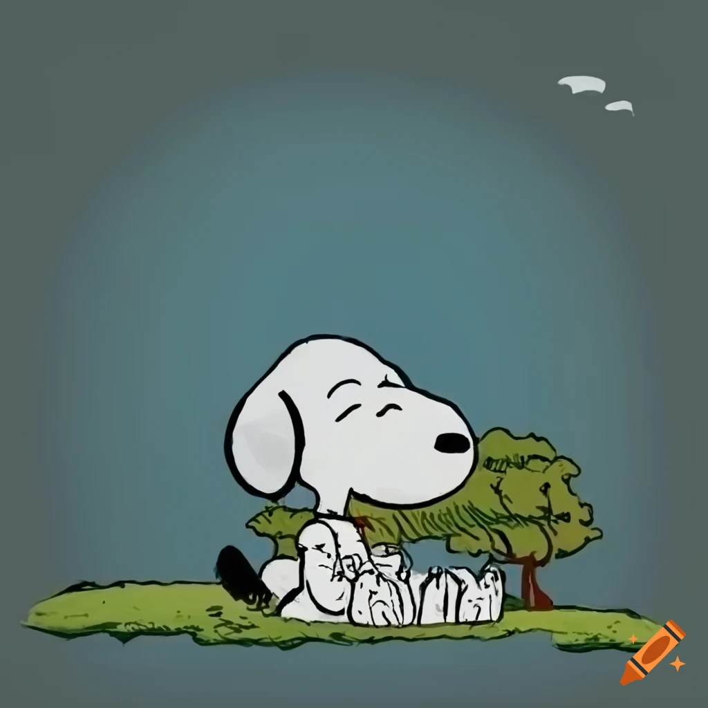 Landscape with snoopy lying down on Craiyon