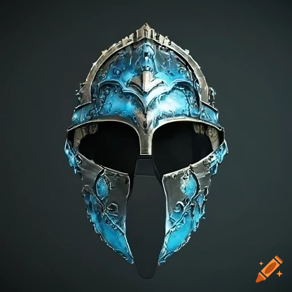 Intricate symmetrical steel helmet