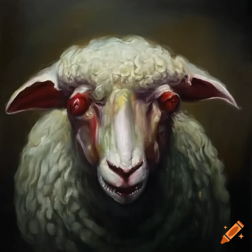 Oil painting of an undead sheep