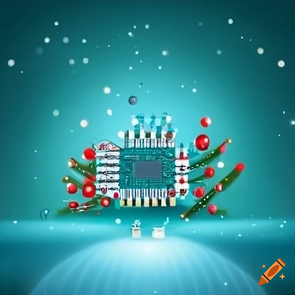 Christmas card with embedded technology surprise on Craiyon