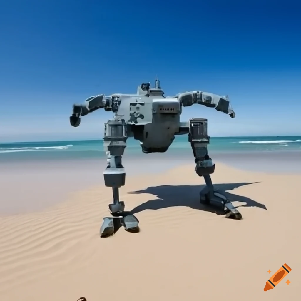 Mech standing on the beach