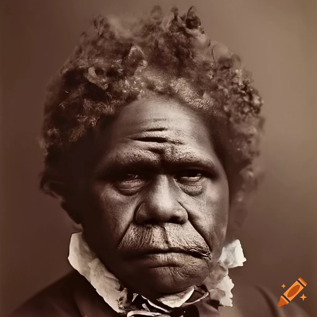 Photograph of an aboriginal tasmanian from the 19th century on Craiyon