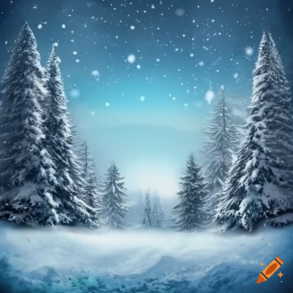 Realistic snowy forest panorama for a christmas postcard on Craiyon