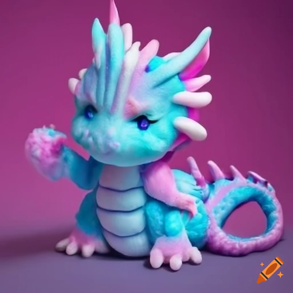 Pink and blue cotton candy dragon