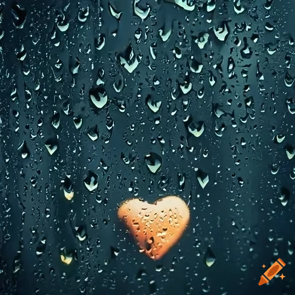 Raindrops on a window forming a heart shape on Craiyon