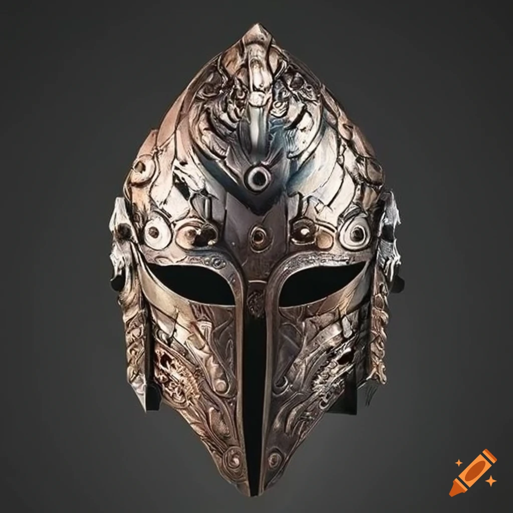 Intricate steel astral symmetrical helmet