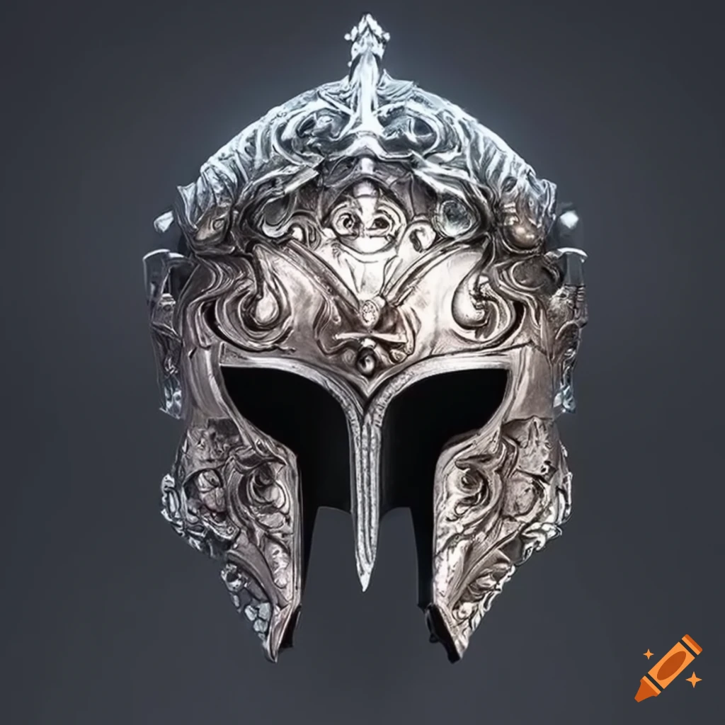 Intricate steel symmetrical helmet