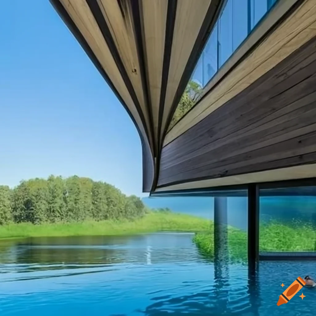 Innovative architectural design with suspended swimming pool