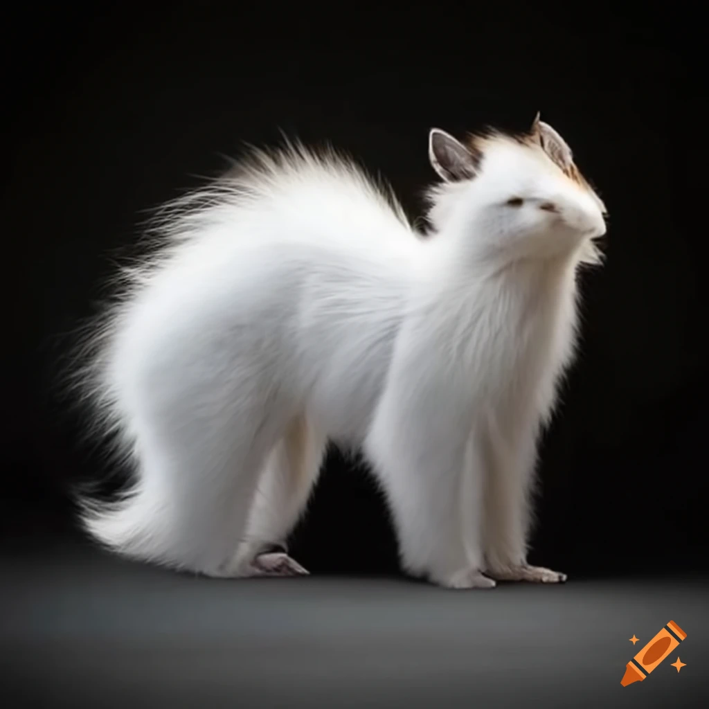 Image of a fluffy hybrid animal with white fur
