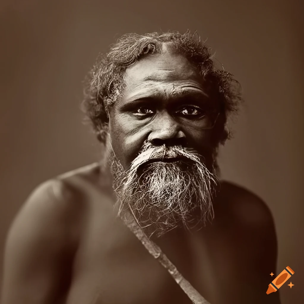 Photograph of an aboriginal tasmanian from the 19th century on Craiyon