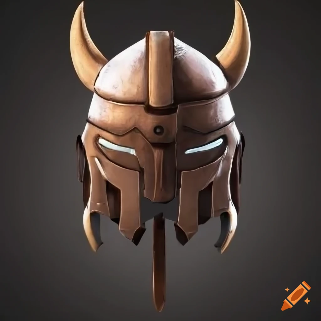 Detailed futuristic viking helmet for video game