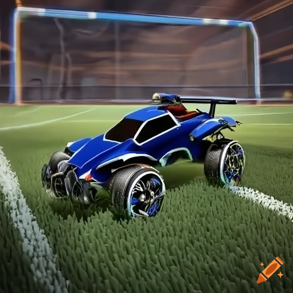 Car powersliding into the goal in rocket league