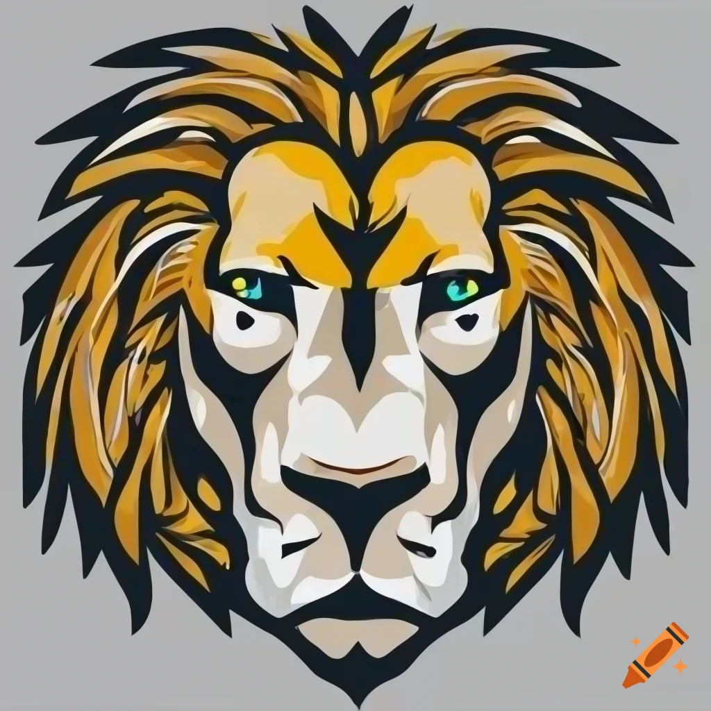 Yellow lion clipart vector logo