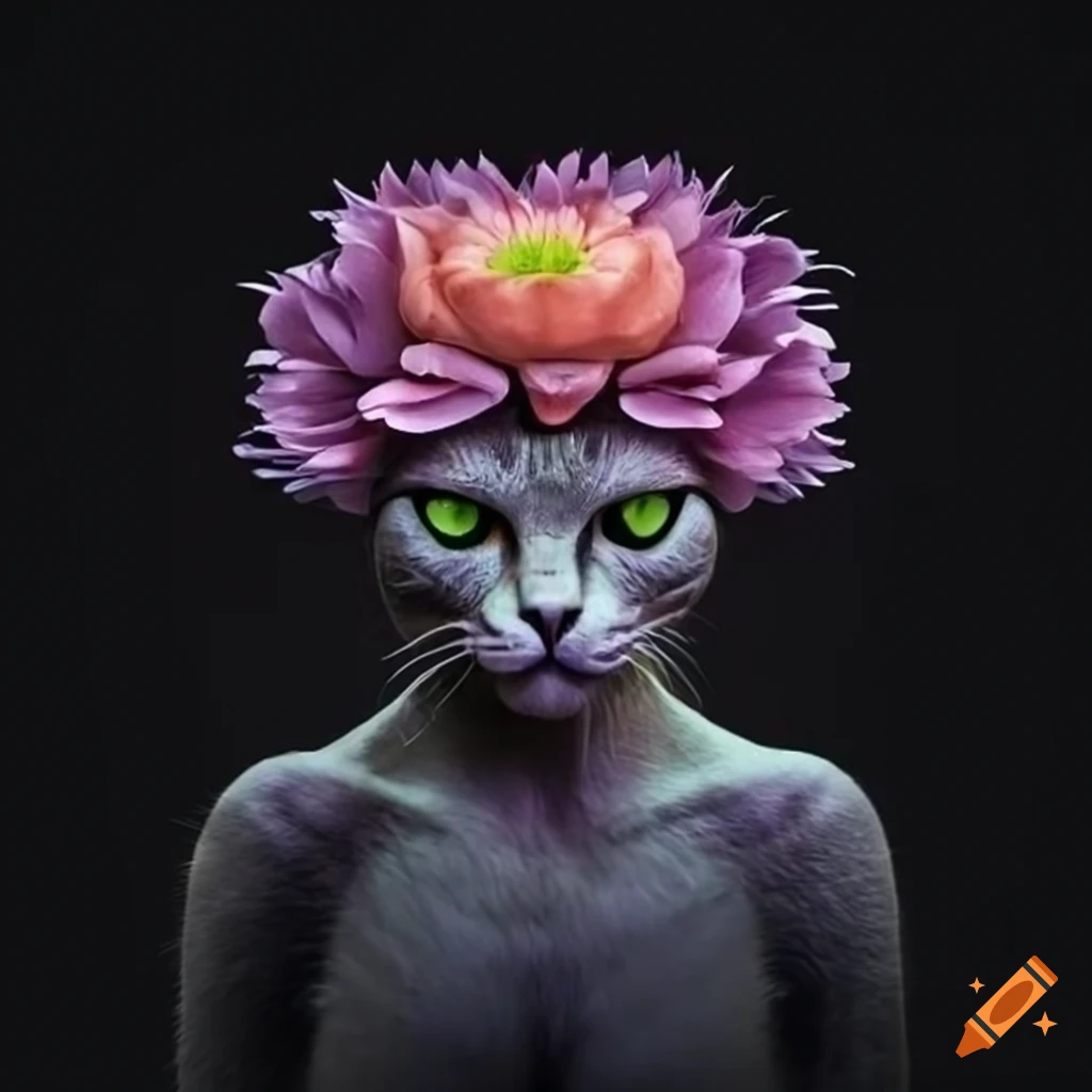 Image of an alien cat with a flower head