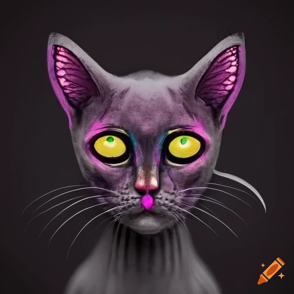 Dark-colored alien cat with butterfly head on Craiyon