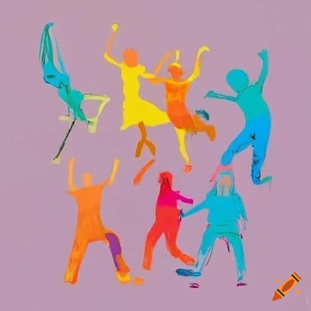 Artistic drawing of four people dancing together on Craiyon