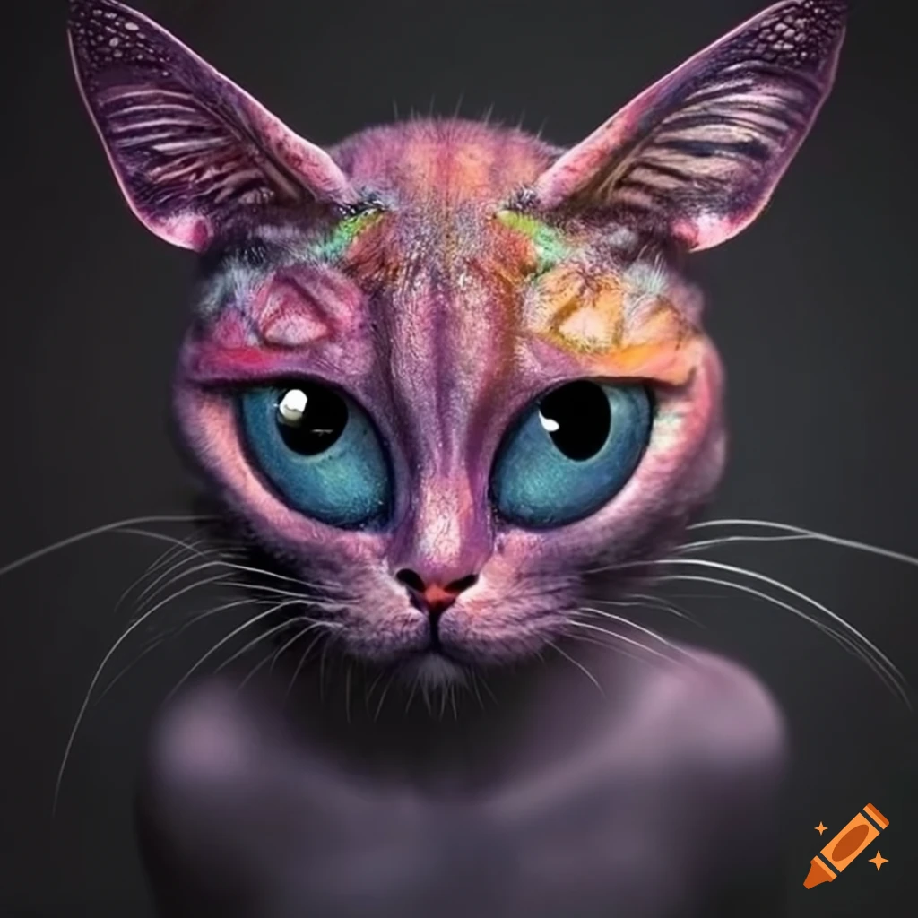 Dark-colored alien cat with a butterfly head