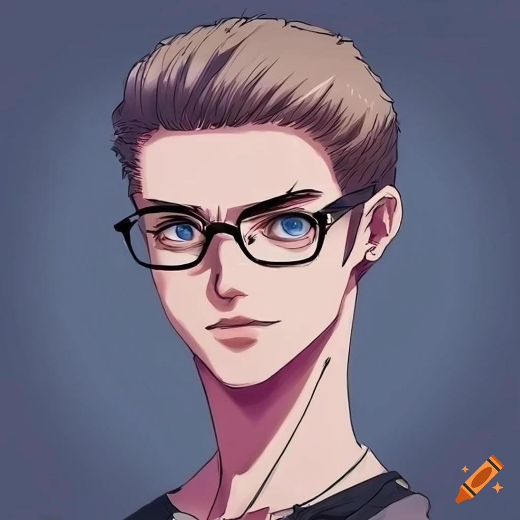 Portrait of a young mathematician with glasses and blue eyes on Craiyon