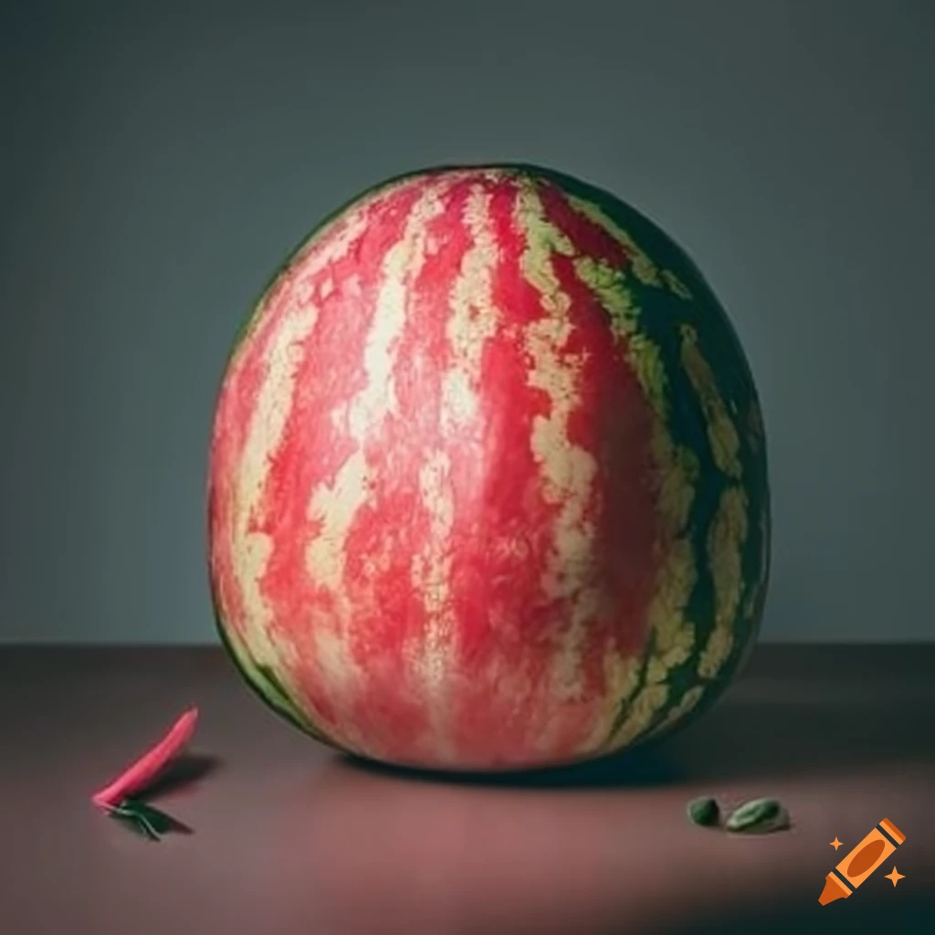 Close-up of a pink watermelon slice on Craiyon