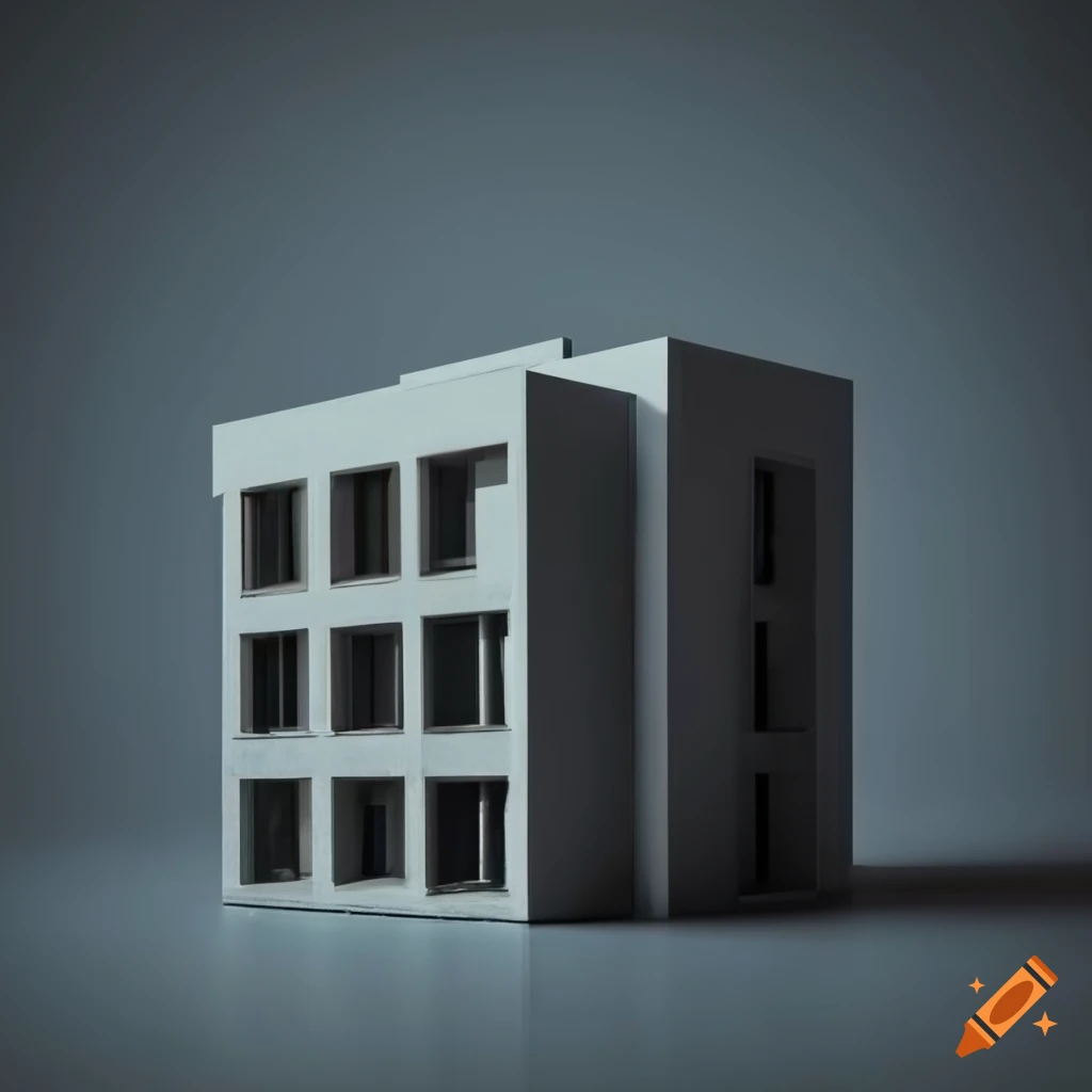 Dark gray two-story building model