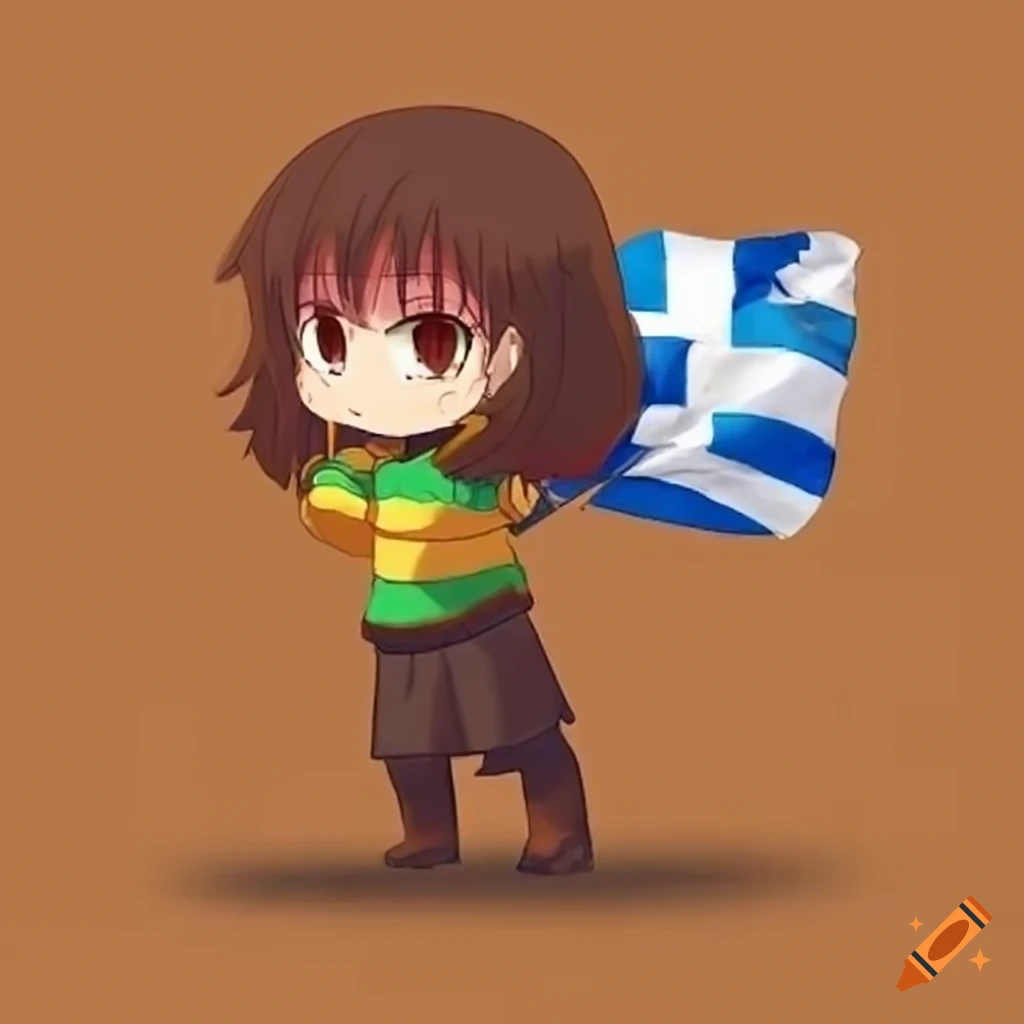 Chara holding the Greek flag on Craiyon