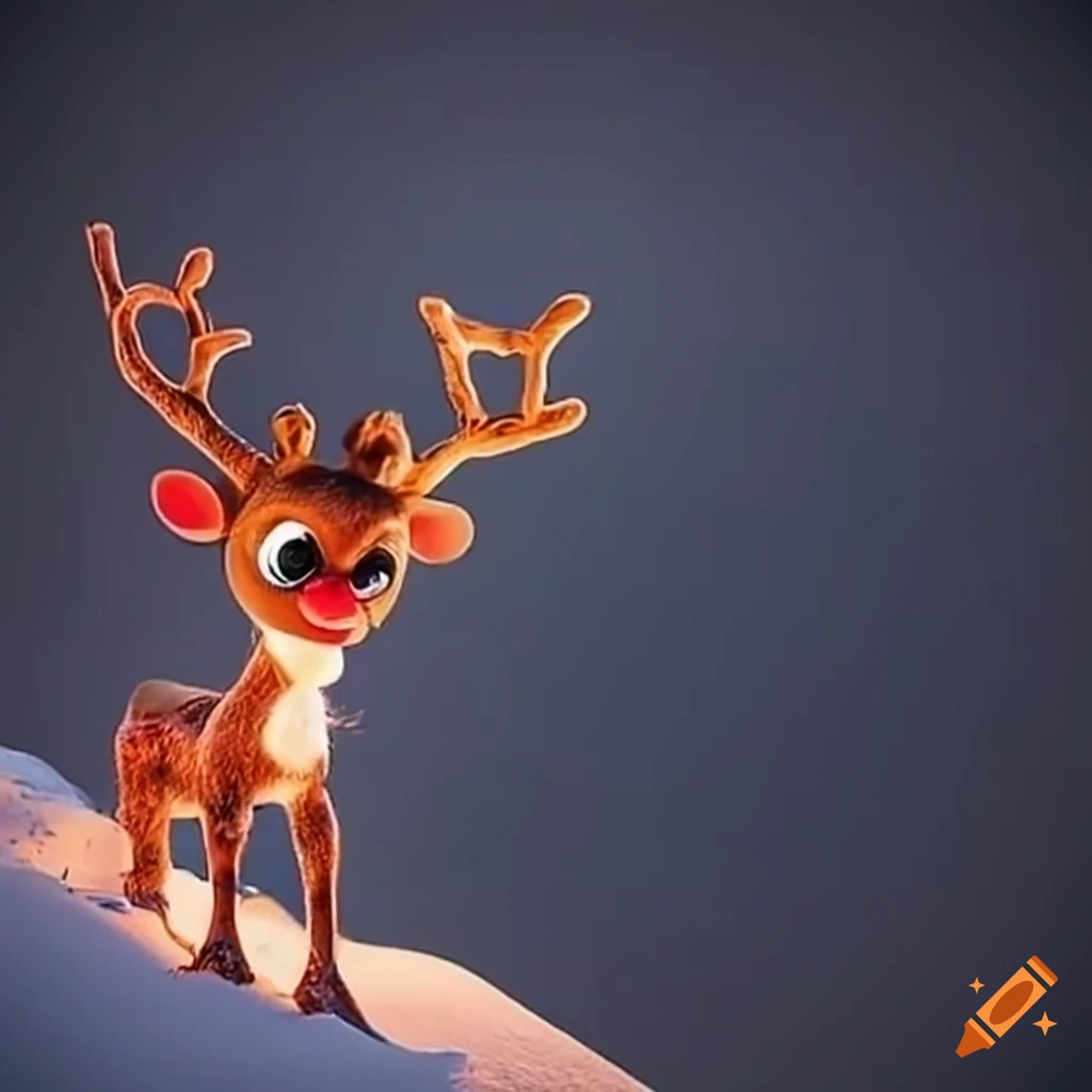 Picture of rudolph the reindeer on a mountain