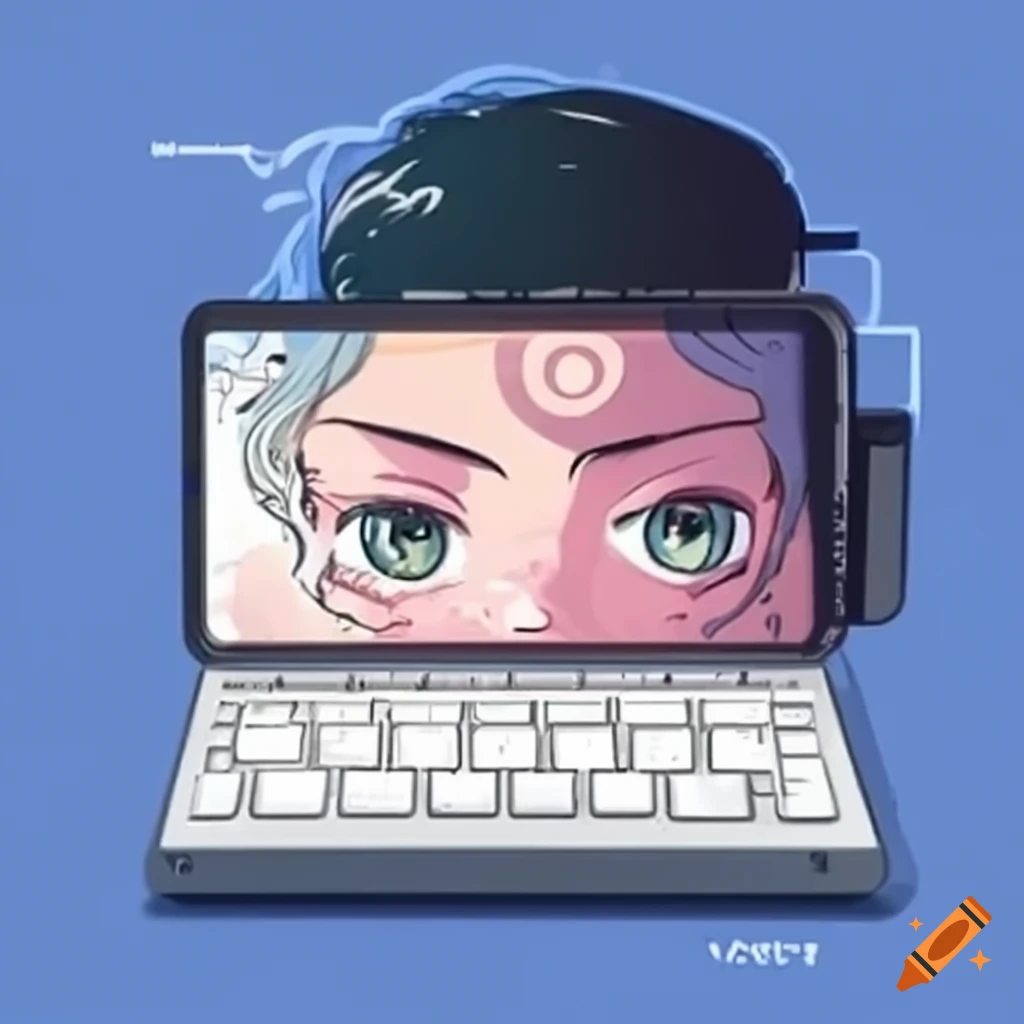 Non-binary computer programmer working on a laptop on Craiyon