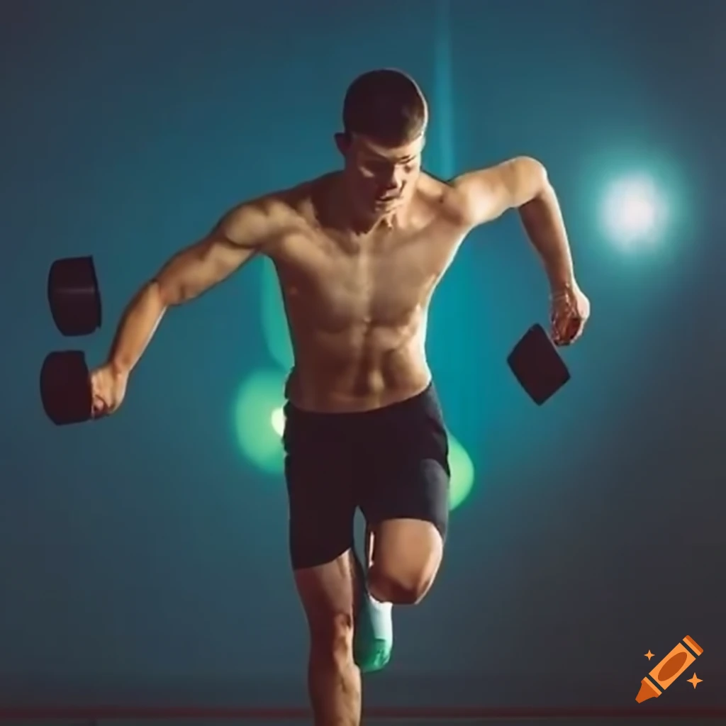 Athlete doing intense wind sprints with weights