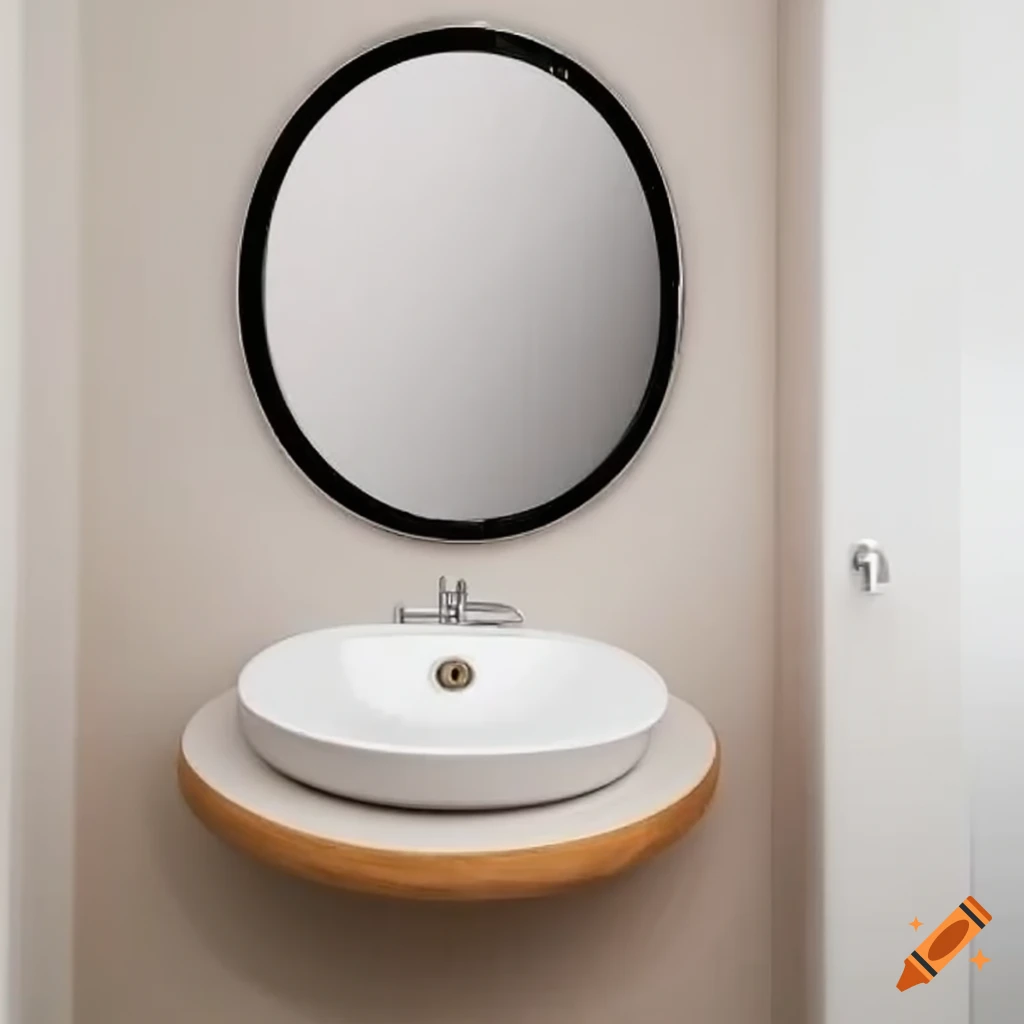 Top view of a modern bathroom with a circle sink