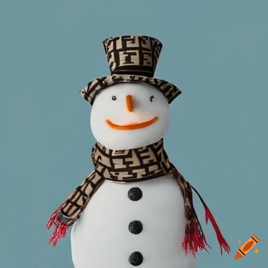 Snowman wearing a fendi double f scarf on Craiyon