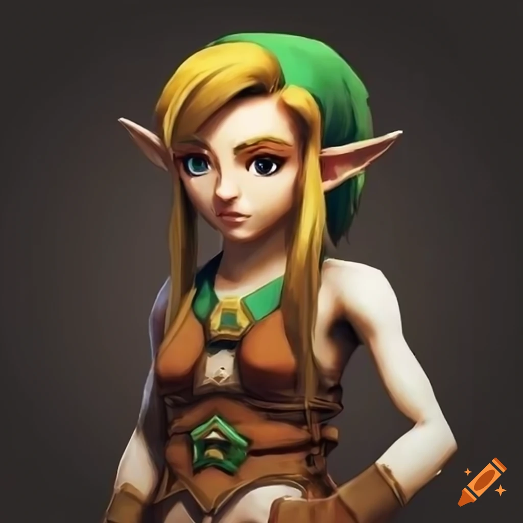 Artwork of a cavegirl version of female link from legend of zelda