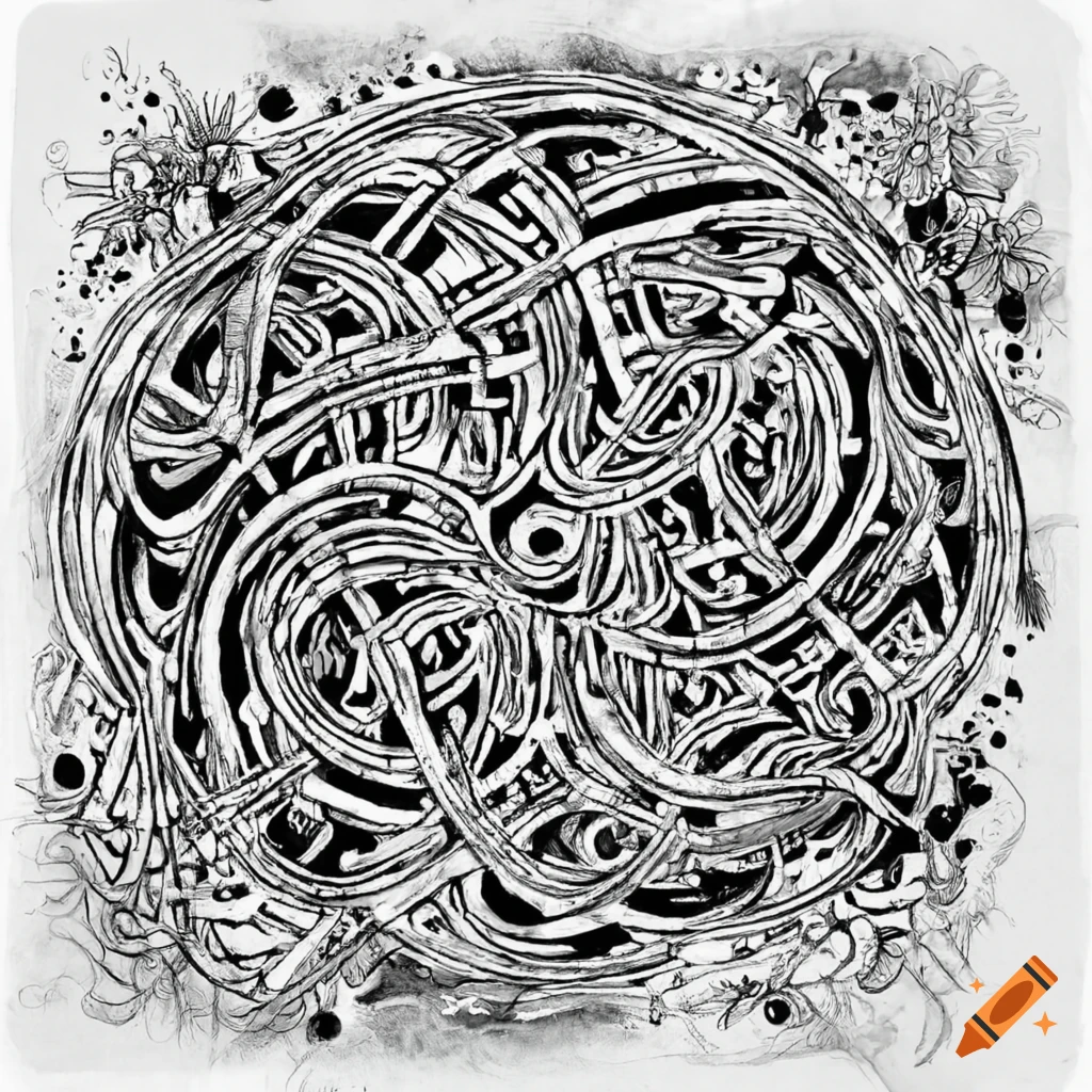 Intricate calligraphy surrounded by a bustling crowd