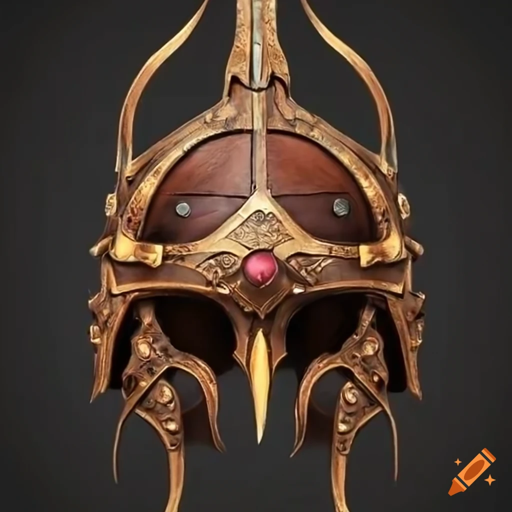 Intricate leather fantasy helmet
