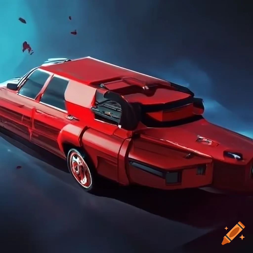 Red spaceship-like volvo break car